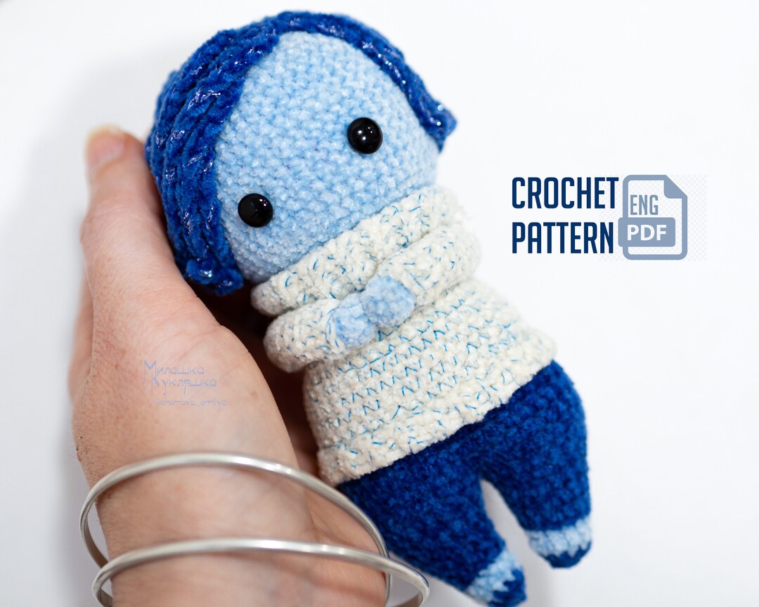 Amigurumi Pattern Crochet Blue Sad Doll. Pattern in English (US Terms ...