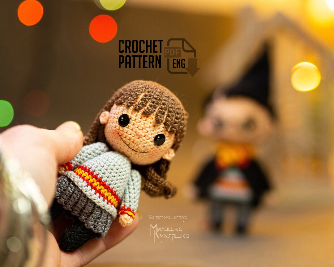 Crochet Pattern Little Witch With Red Cat. Amigurumi Doll сute Smart ...