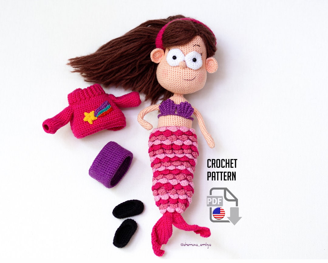 Set Crochet PATTERNS Mermaid Tail & Mabel Doll With Removable Clothes ...