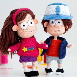 SET 4 in 1 Crochet Dolls Patterns: Dipper, Mable, Pig, Yellow Triangle ...