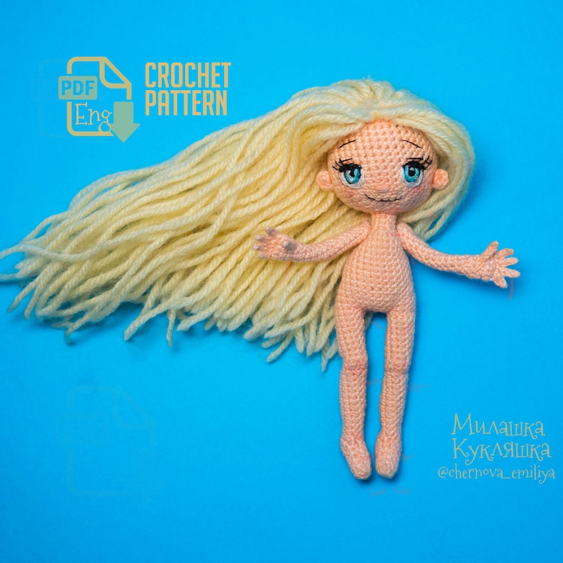 Amigurumi Doll Base Crochet Pattern • Diana Doll Body, Wire Frame, Face ...