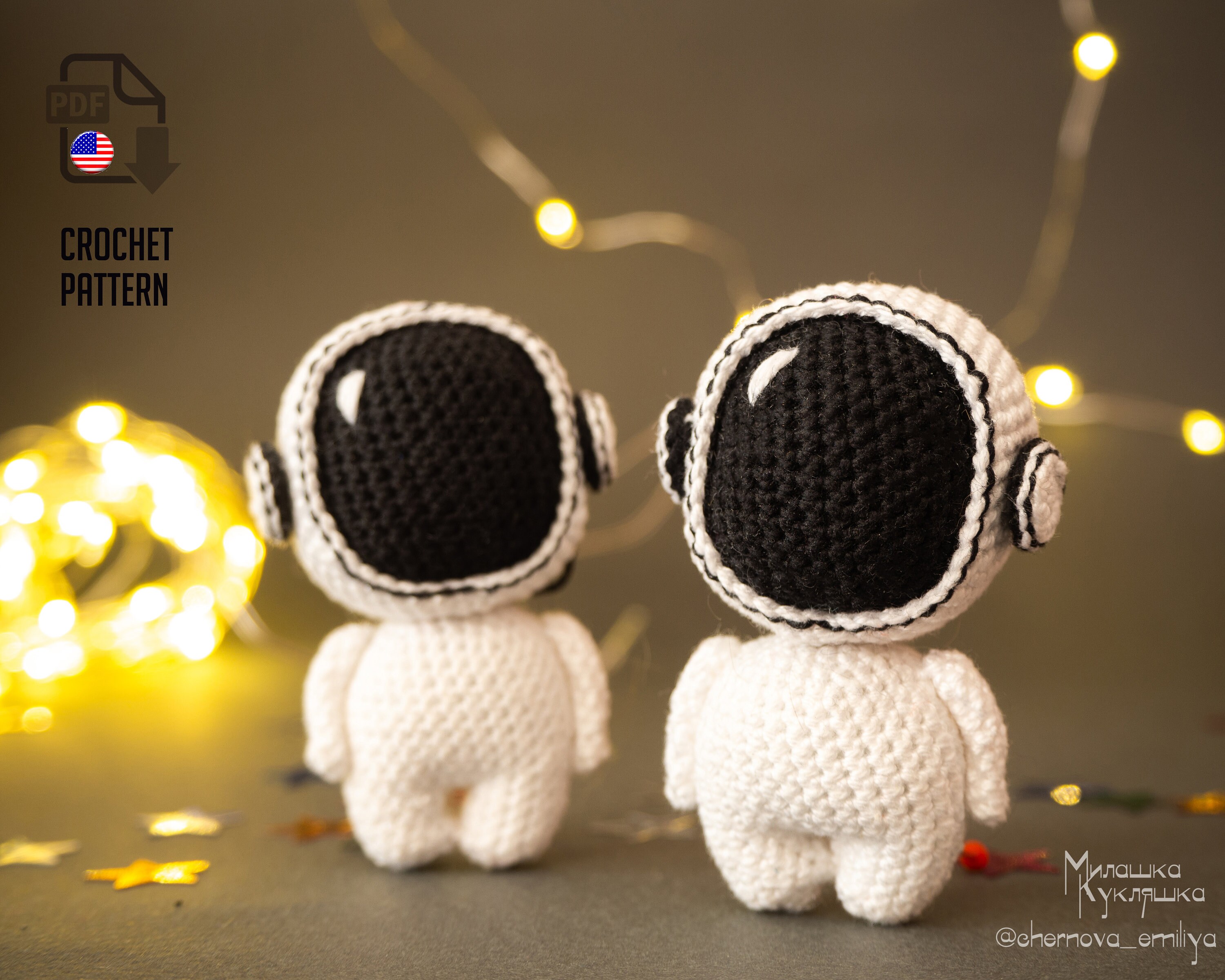 Amigurumi Astronaut Pattern. Chibi Cosmonaut Crochet Cute Doll Tutorial Free Moon Pattern. PDF ...