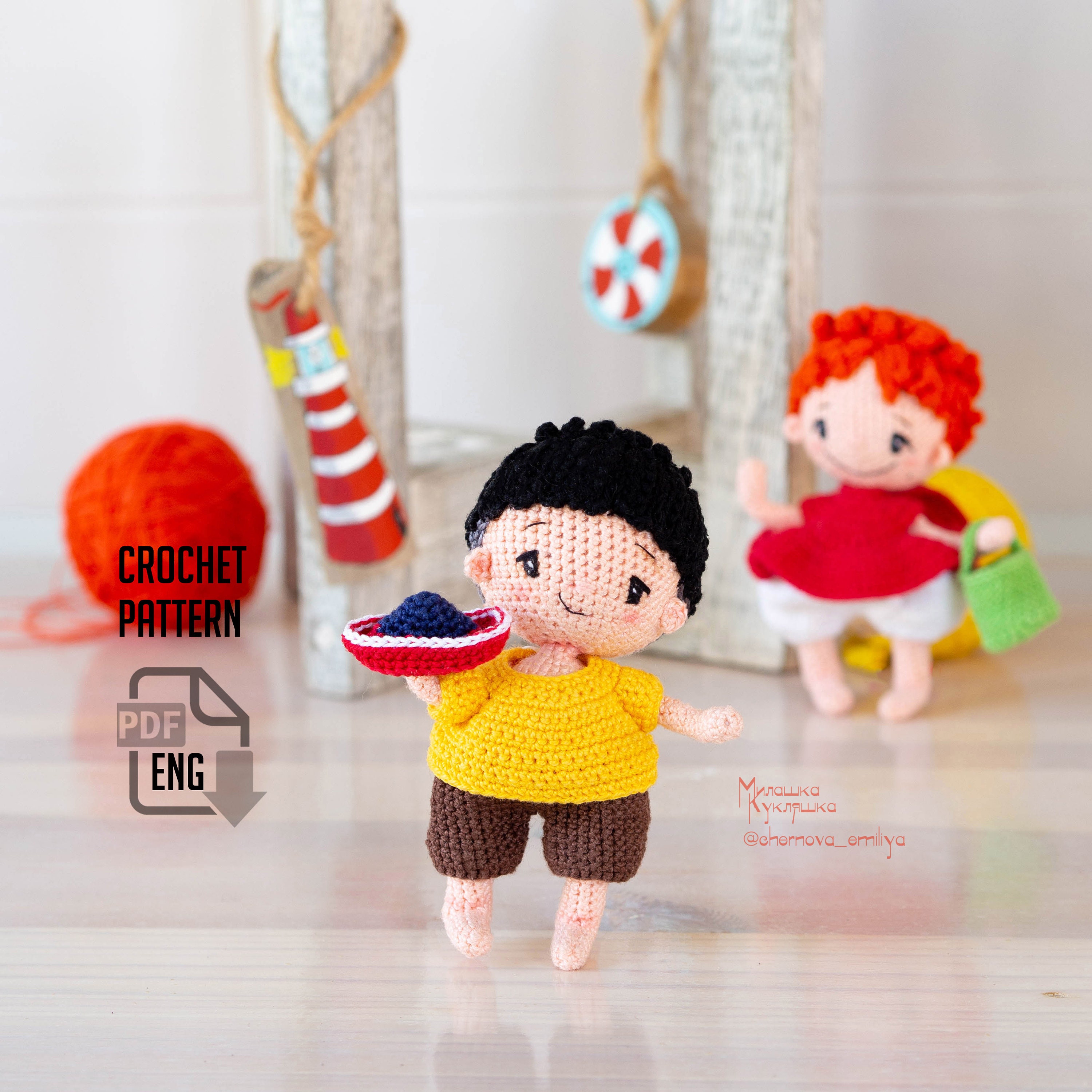 Crochet Boy Doll PATTERN: Amigurumi With Boat, Removable Clothes (PDF ...