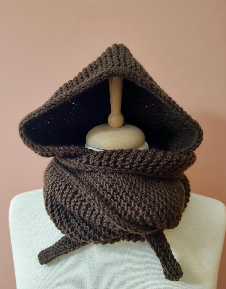 Handknit Green Scarf: Knit Hood Scoodie - Etsy