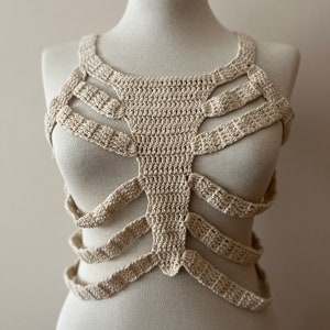 Crochet Skeleton Top, Skeleton Corset, Halloween Knit Top, Skull ...