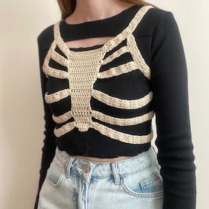 Crochet Skeleton Top, Skeleton Corset, Halloween Knit Top, Grunge ...