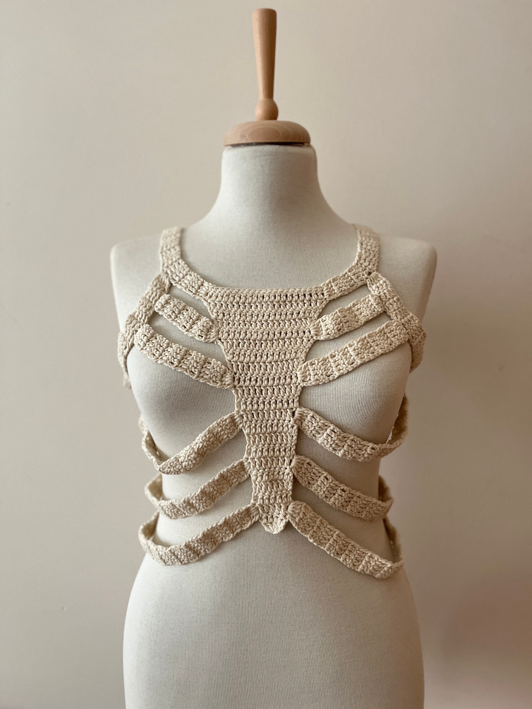 Crochet Skeleton Top, Skeleton Corset, Halloween Knit Top, Skull ...