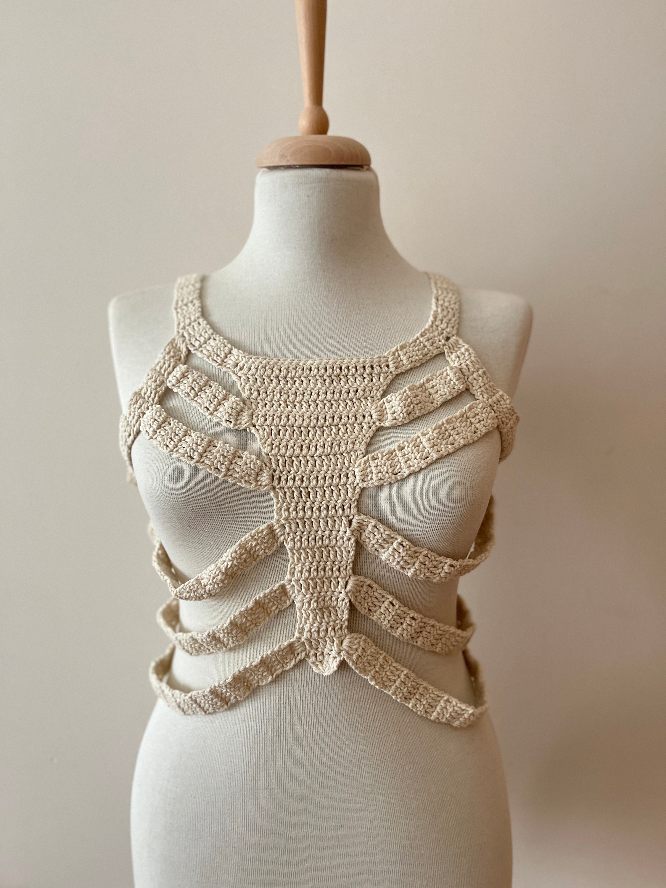 Crochet Skeleton Top, Skeleton Corset, Halloween Knit Top, Skull ...