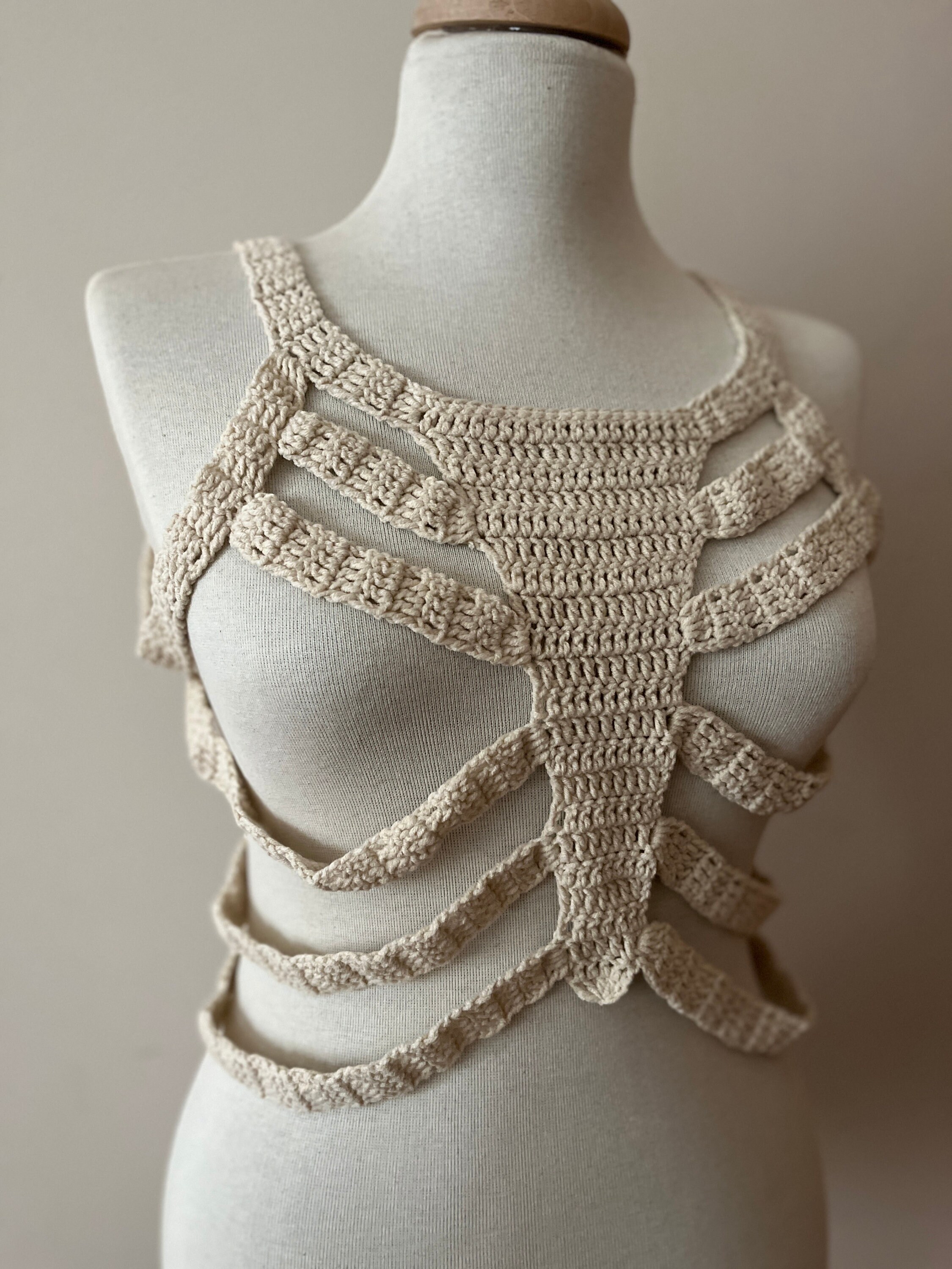 Crochet Skeleton Top, Skeleton Corset, Halloween Knit Top, Skull ...