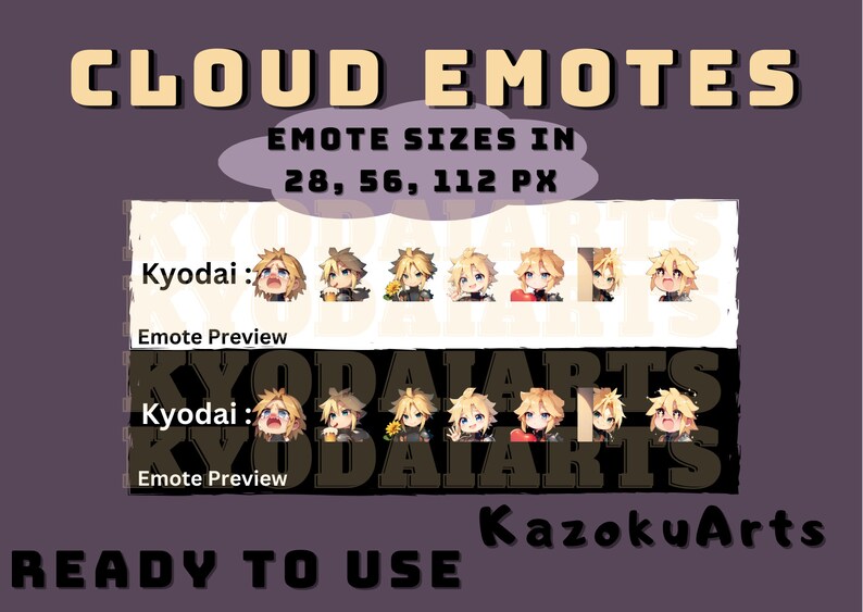 Final Fantasy 7 Cloud Strife Emotes Anime Emotes Twitch / - Etsy