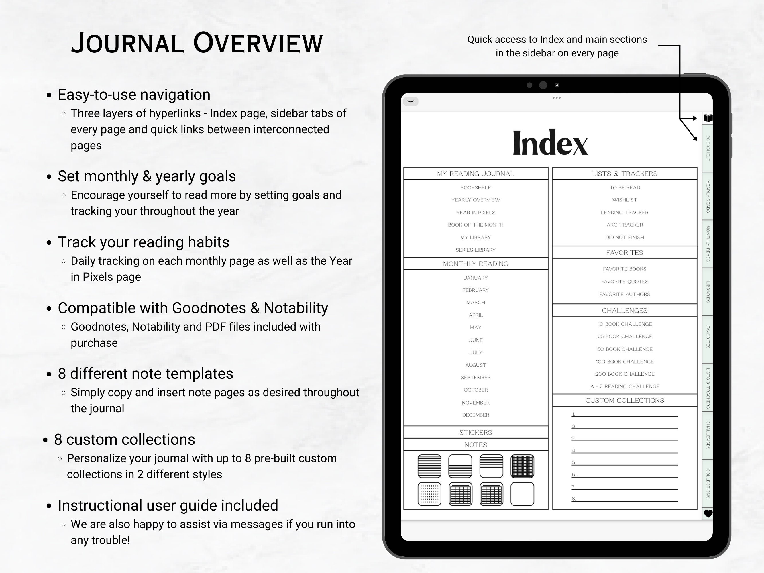 Digital Reading Journal, Book Review & Reading Tracker, Goodnotes ...