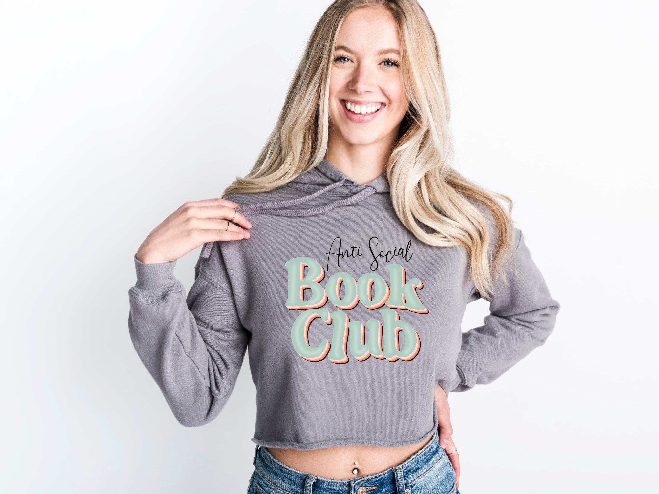 Anti Social Book Club Cropped Hoodie, Bookish Sweatshirt, Book Merch ...