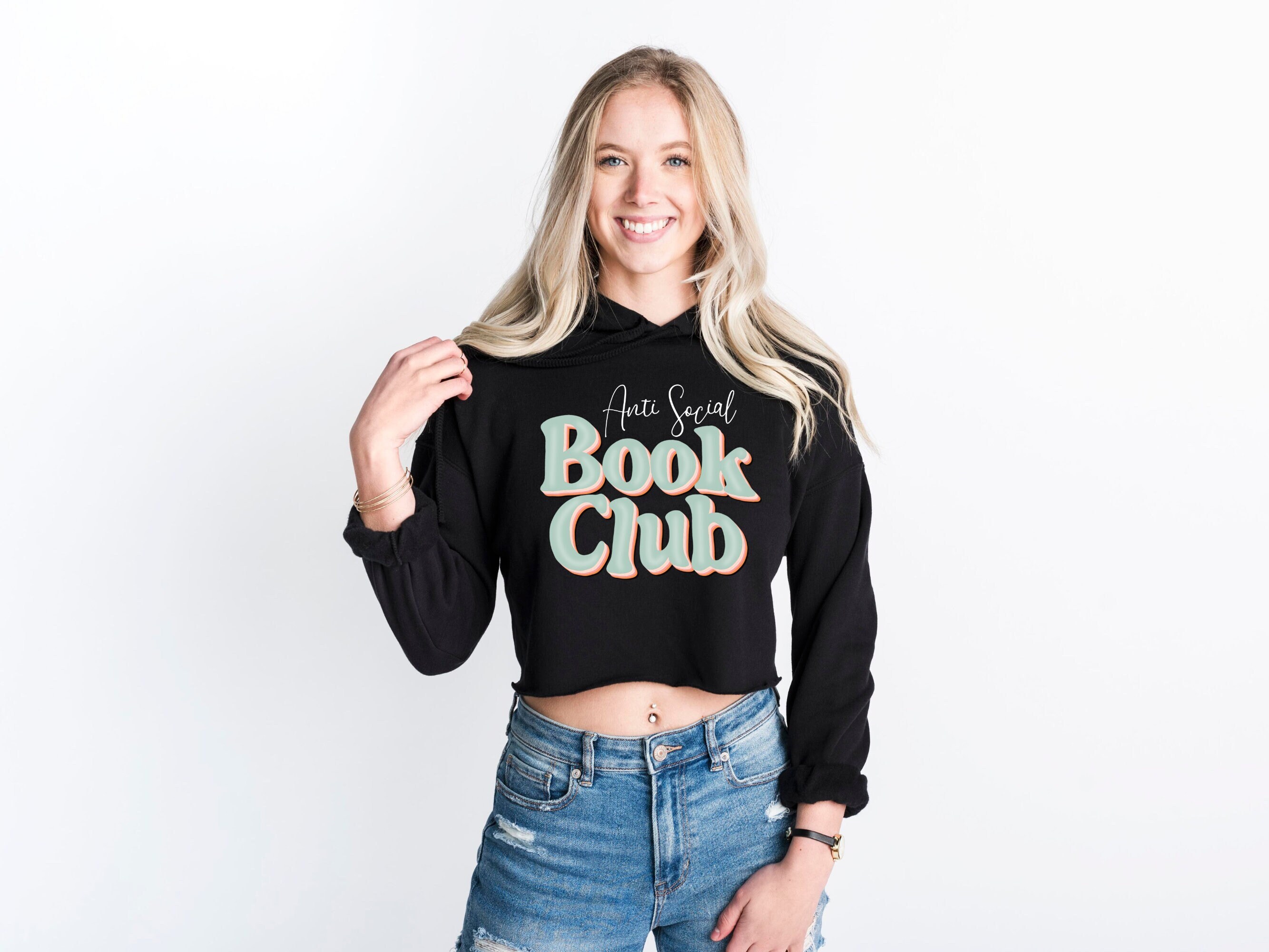 Anti Social Book Club Cropped Hoodie, Bookish Sweatshirt, Book Merch ...