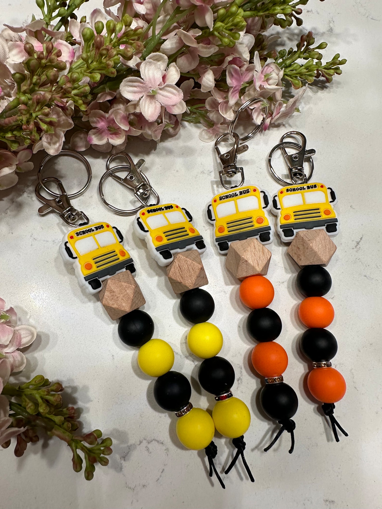 Silicone Beaded Keychain School Bus Keychain - Etsy