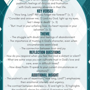 Psalm 13 Bible Study Printable Scripture Reflection Page Encouragement ...