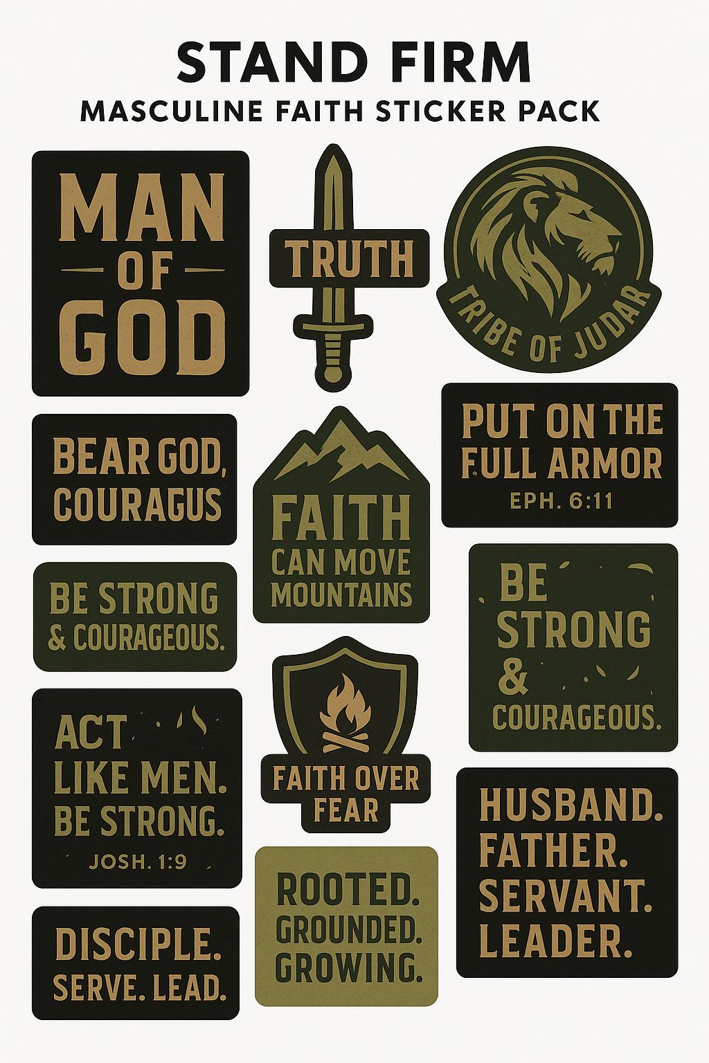 Faith Masculine Scripture Sticker Sheet Bible Verse Watercolor ...