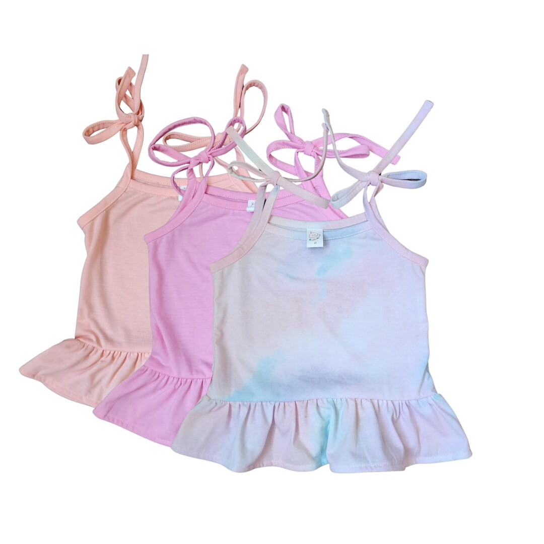 Toddler Polyester Tank Top: Tunic Ruffle Bottom and Tie Shoulder Soft ...