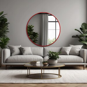 Luxury Round Mirror Decor, Round Wood Bathroom Mirror, Aesthetic Round ...