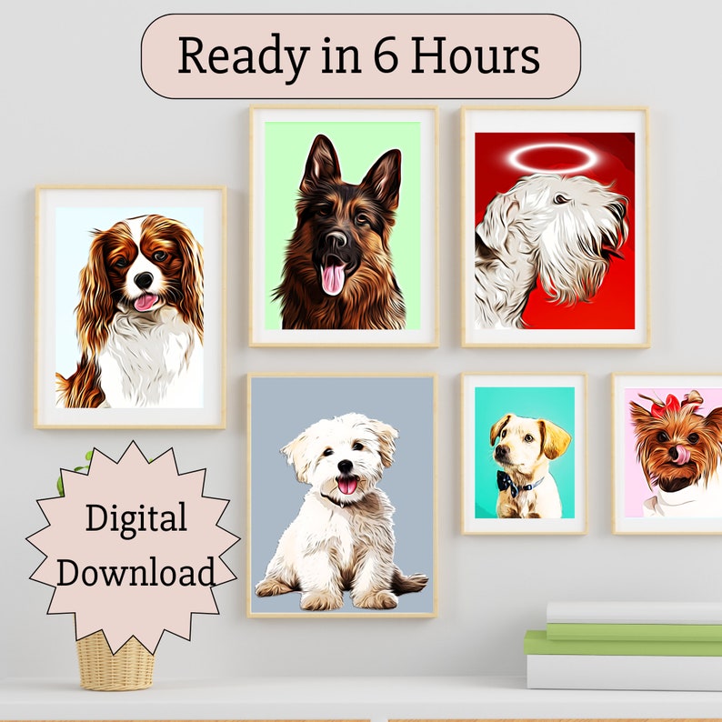 Custom Pet Portraits, Pet Photo Personalized, Digital Dog Portraits ...