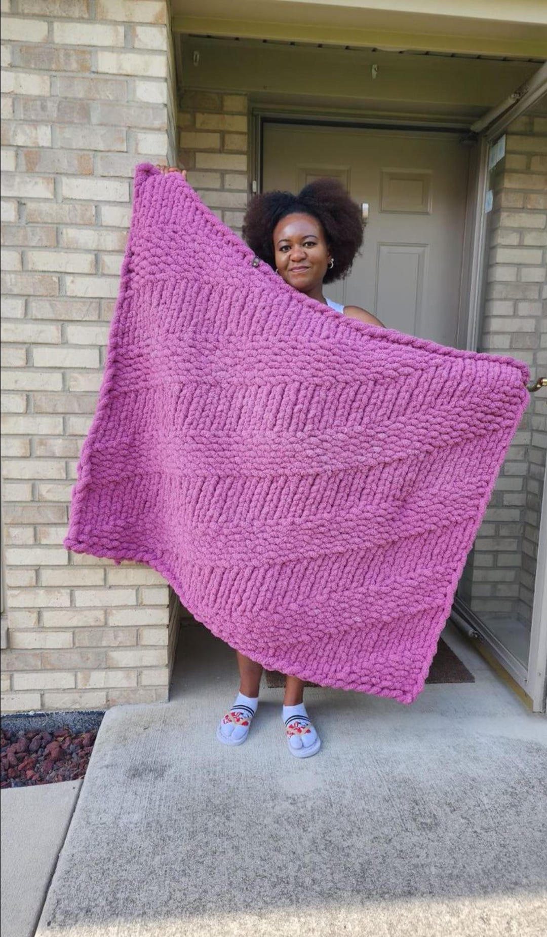 Chunky Knit Diagonal Blanket Pattern (PDF Download) - Etsy