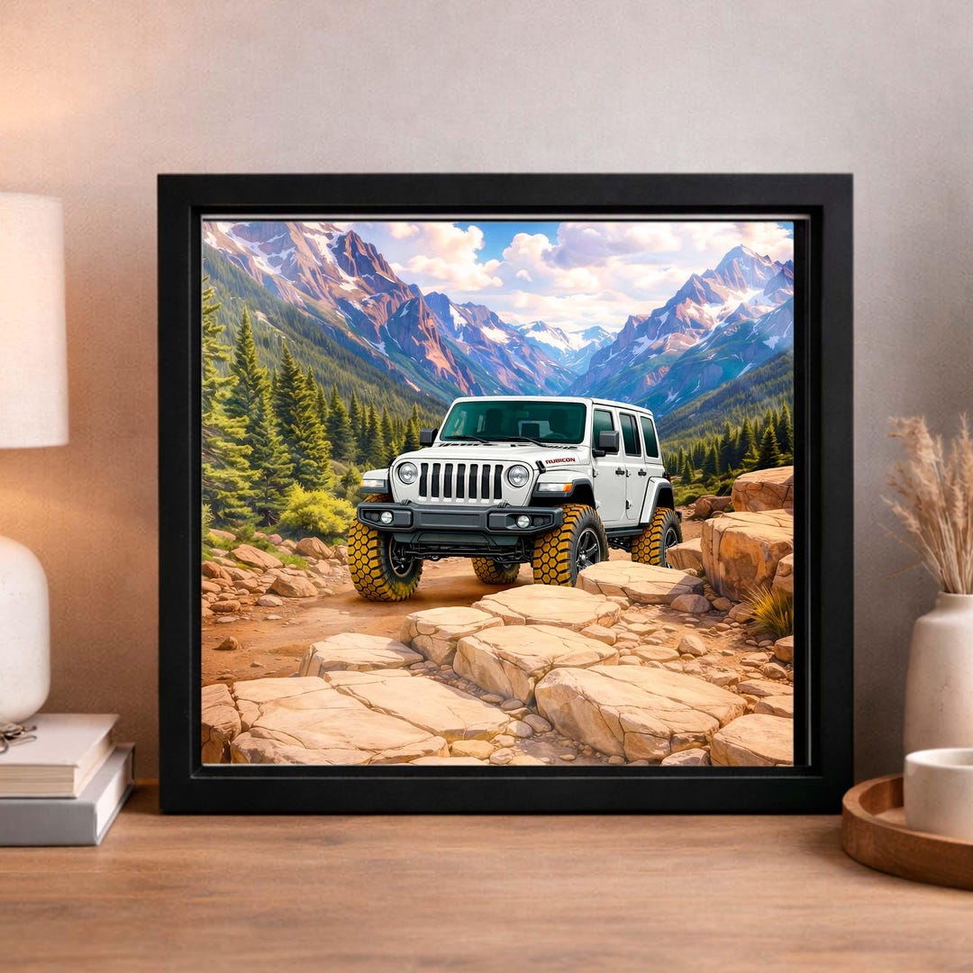Jeep Wrangler Wall Art 3D Off-road Artwork Shadowbox Framed Home Decor ...