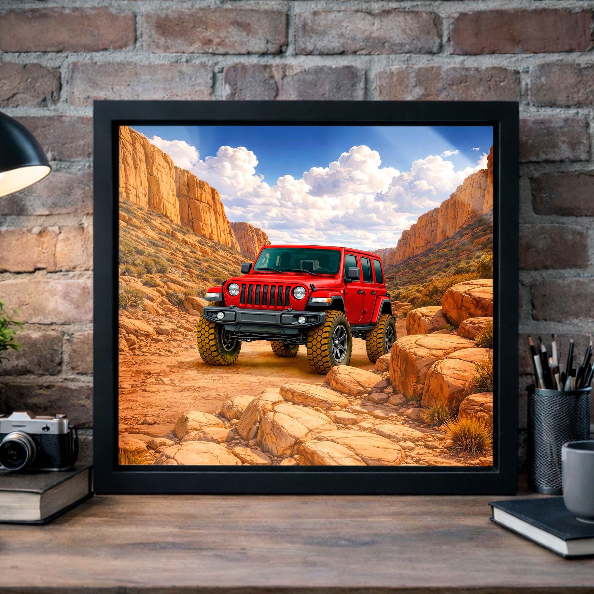 Jeep Wrangler Wall Art 3D Off-road Artwork Shadowbox Framed Home Decor ...