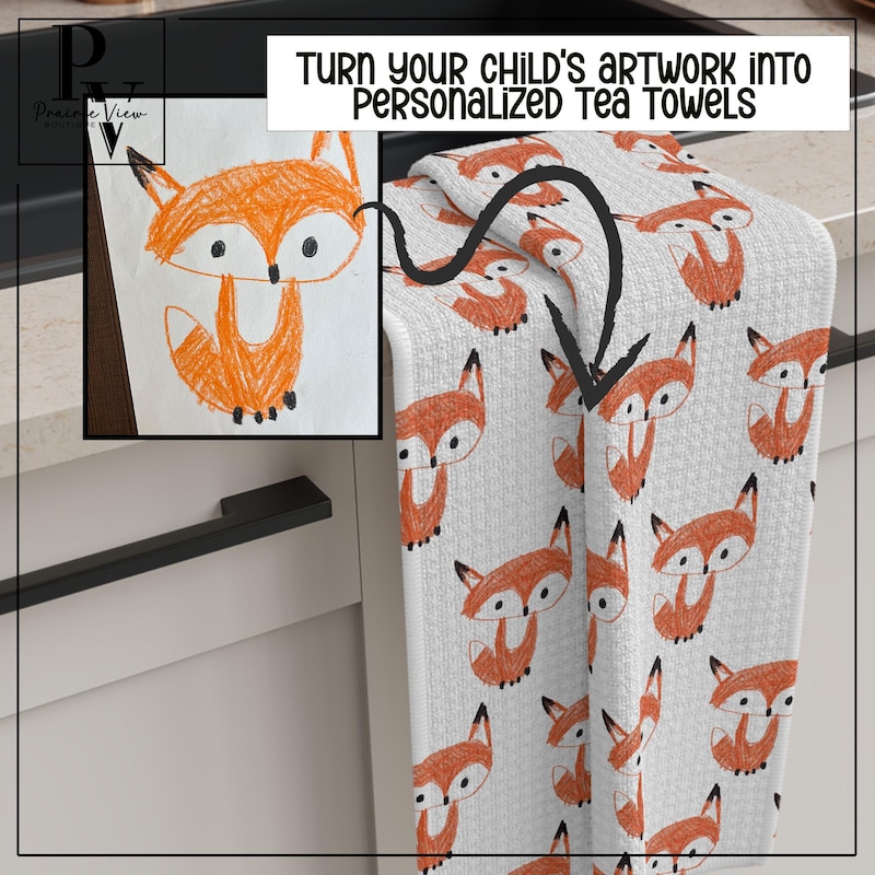 Tea Towel Child Drawing - Etsy