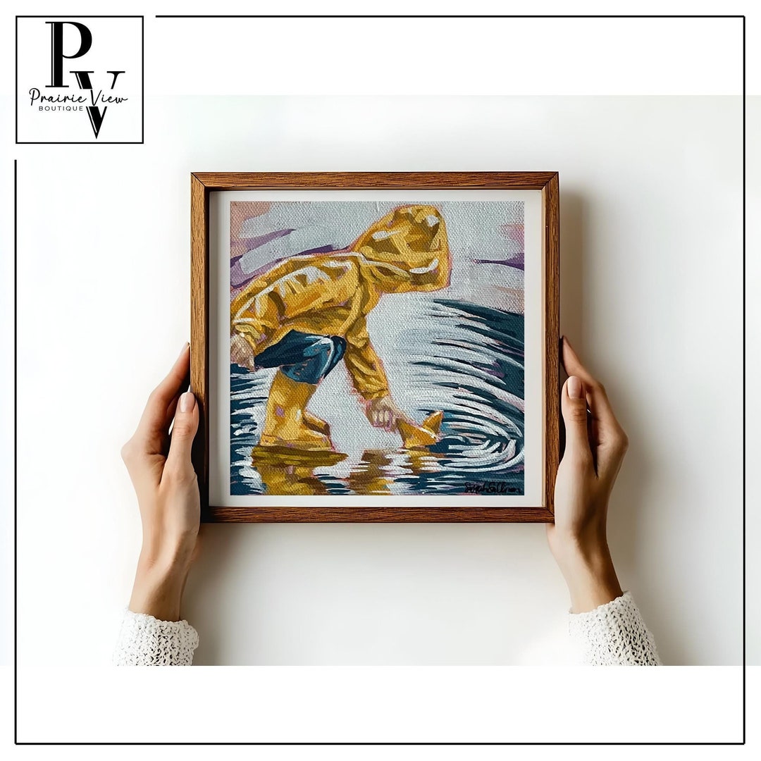 Yellow Raincoat Art Print: Whimsical Nursery Wall Art - Etsy
