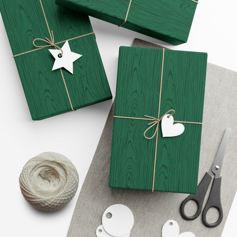 Wrapping Paper: Faux Bois in Green on Green christmas, Holiday ...