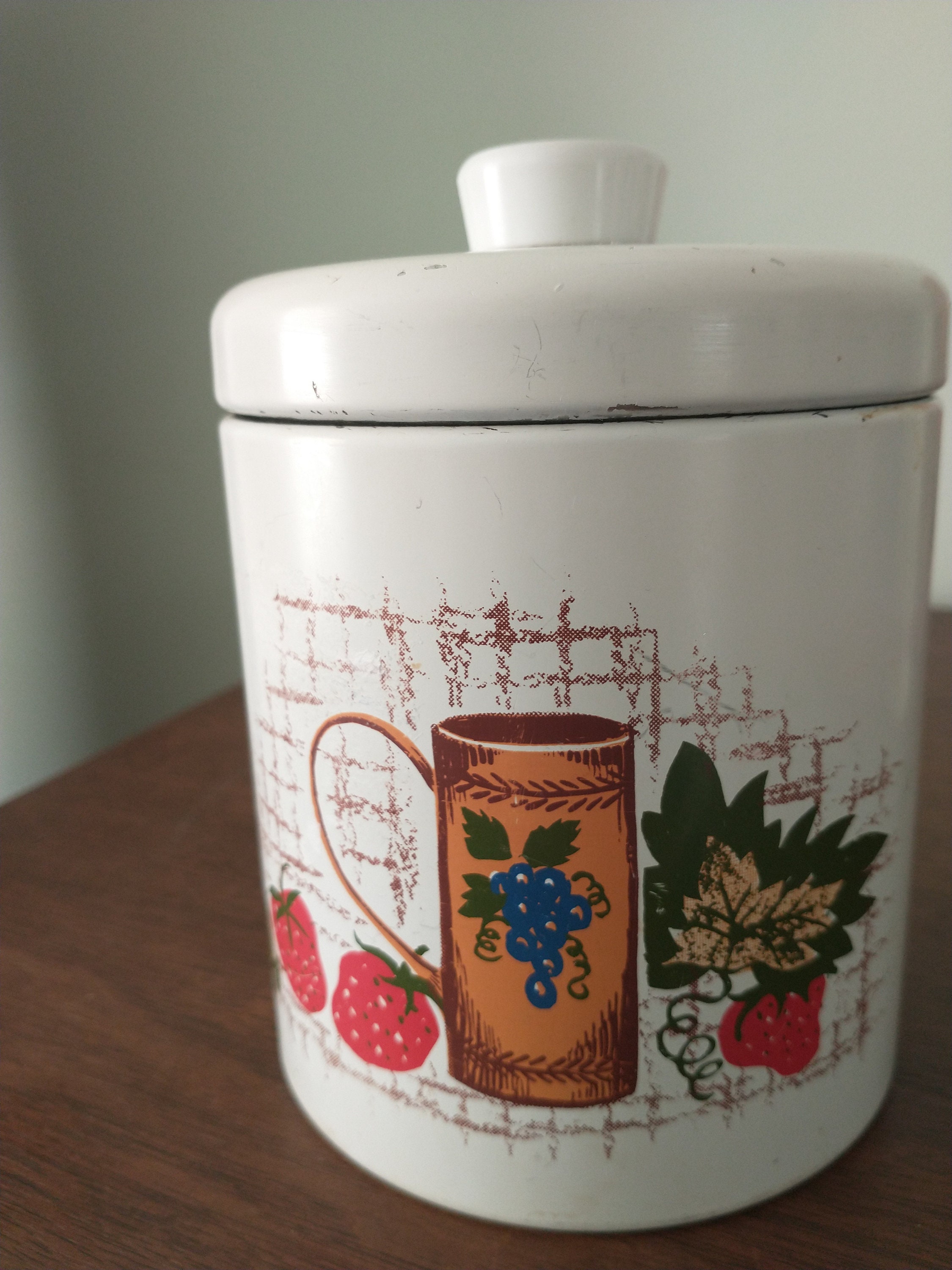 Vintage Ransburg Kitchen Canister: Strawberry & Grape Motif - Etsy