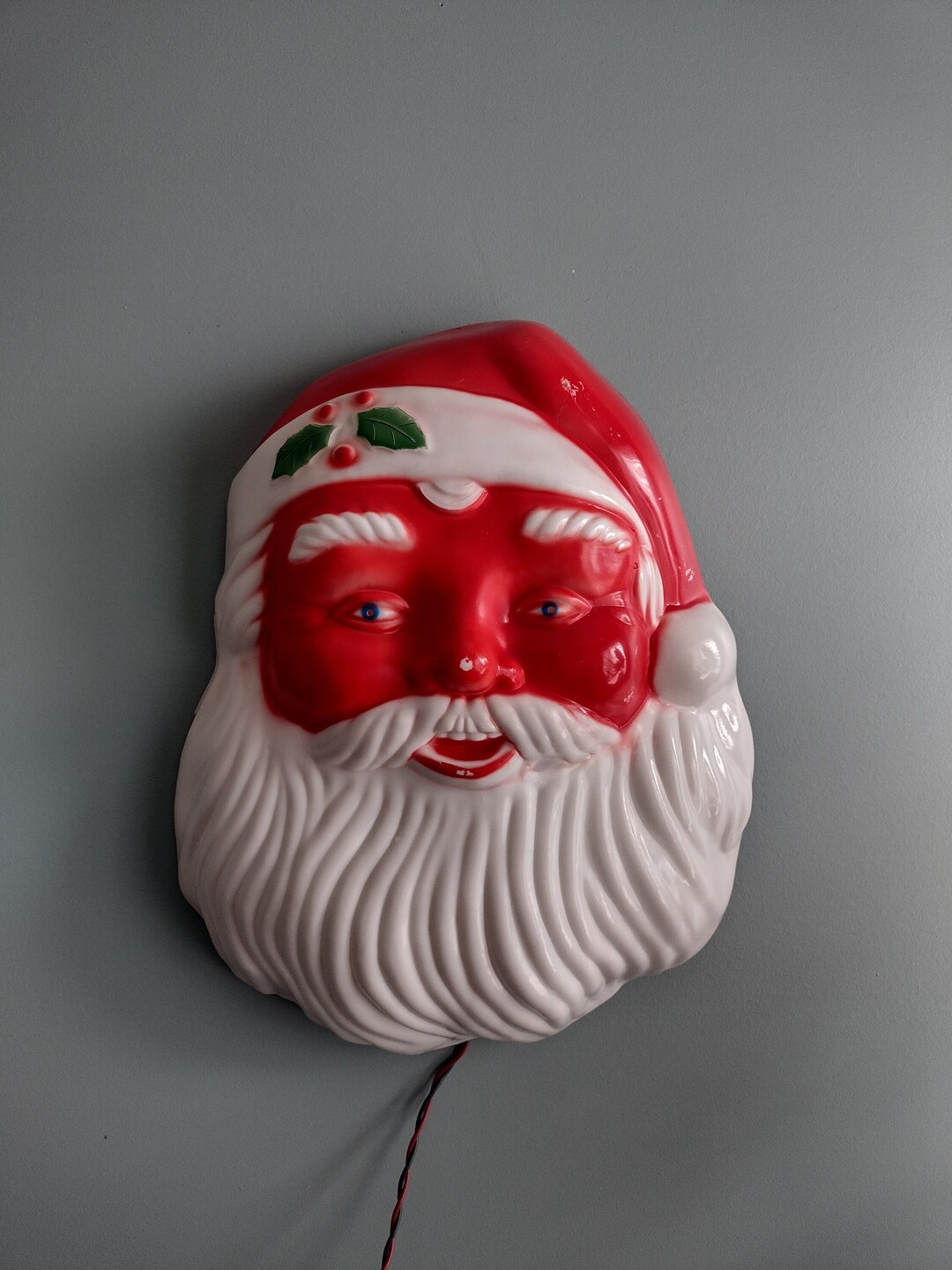 Vintage 1960's NOMA Light up Santa Claus Face Head Blow Mold Christmas ...