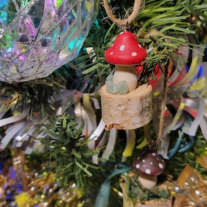 Christmas Tree Mushroom Ornaments, Set of 5 Wood Mushroom Ornaments ...