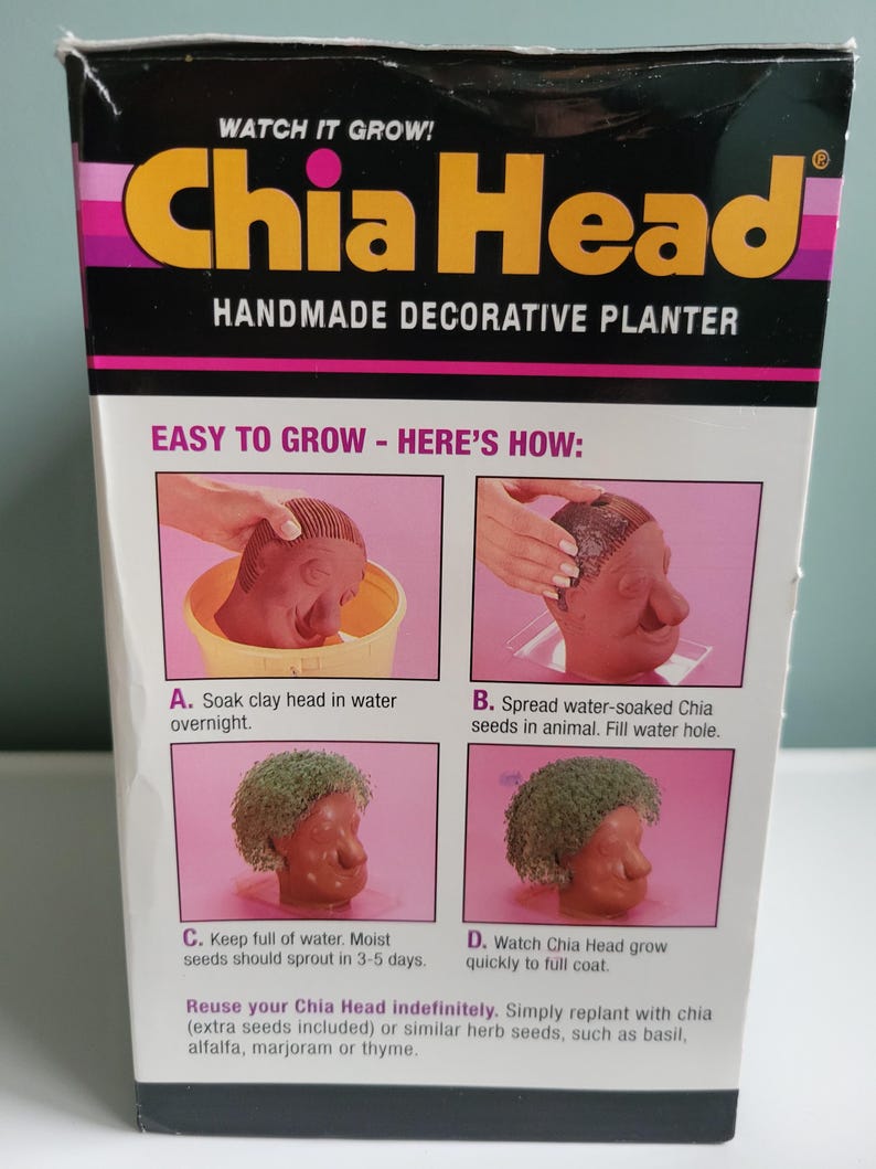 Chia Pet Guy With Seed Pack, Decorative Pottery Planter, Novelty Gift ...