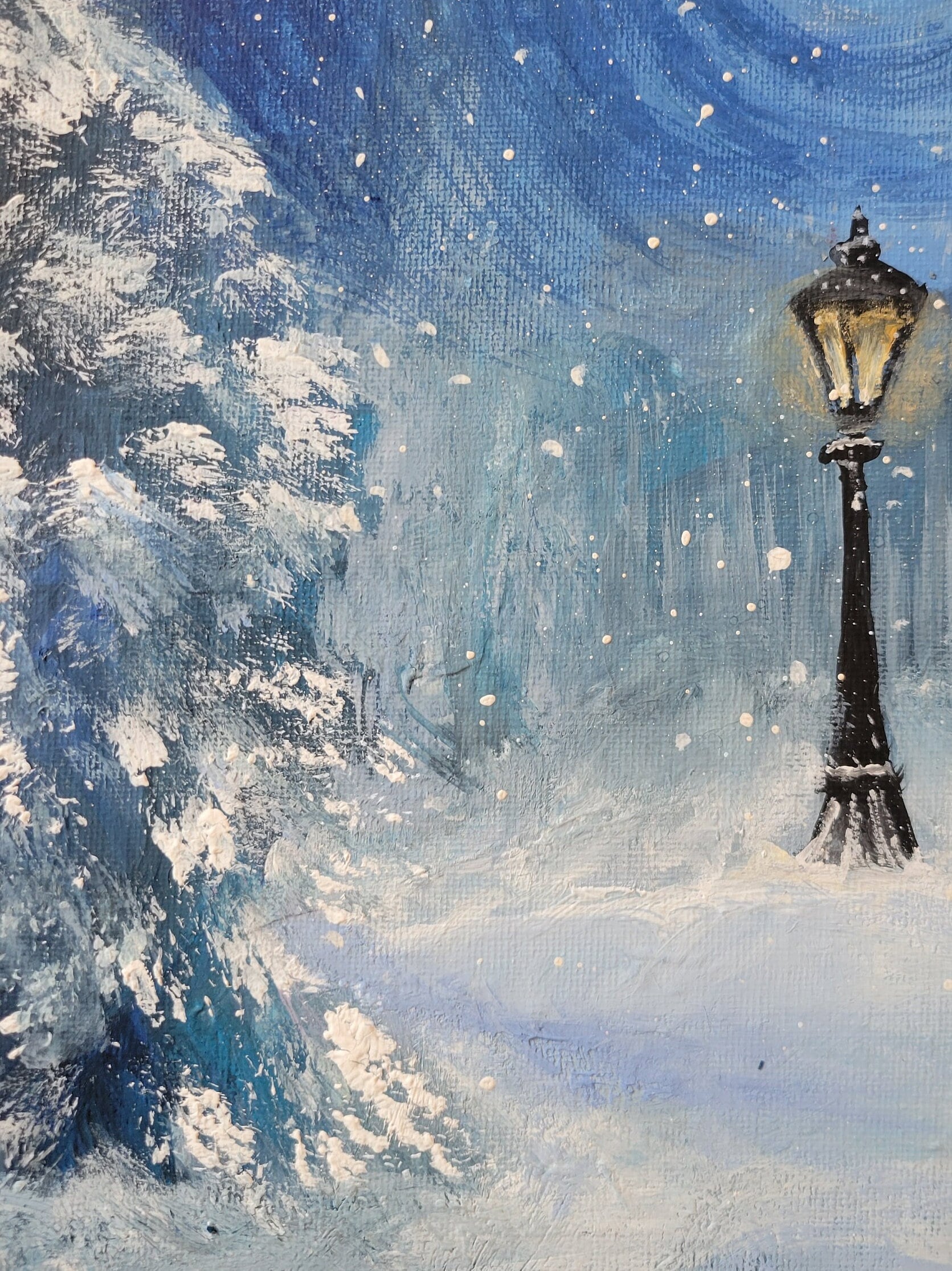 Narnia Lamp Post, Orginal Artwork, Narnia Wall Art, Snow Wall Decor ...