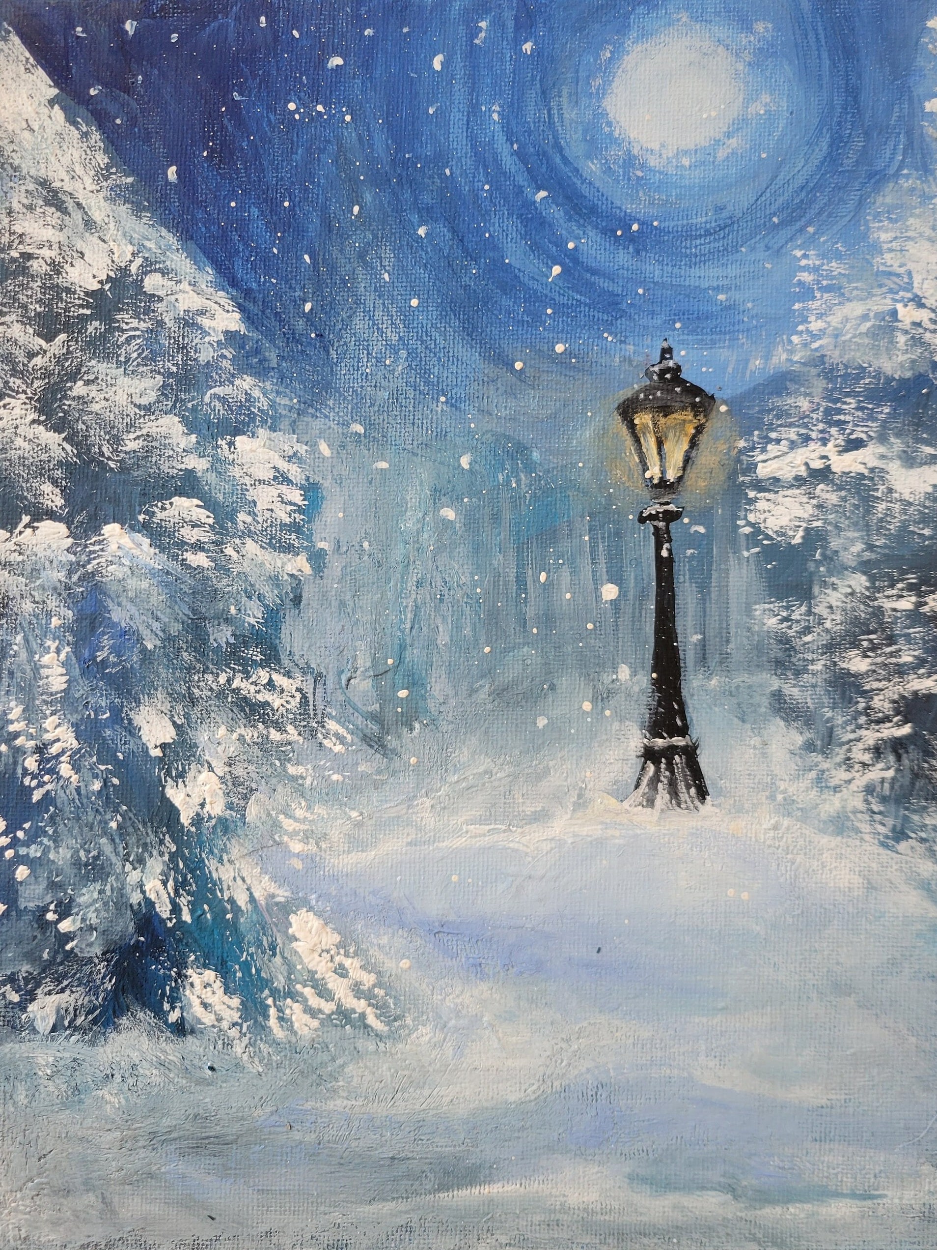 Narnia Lamp Post, Orginal Artwork, Narnia Wall Art, Snow Wall Decor ...