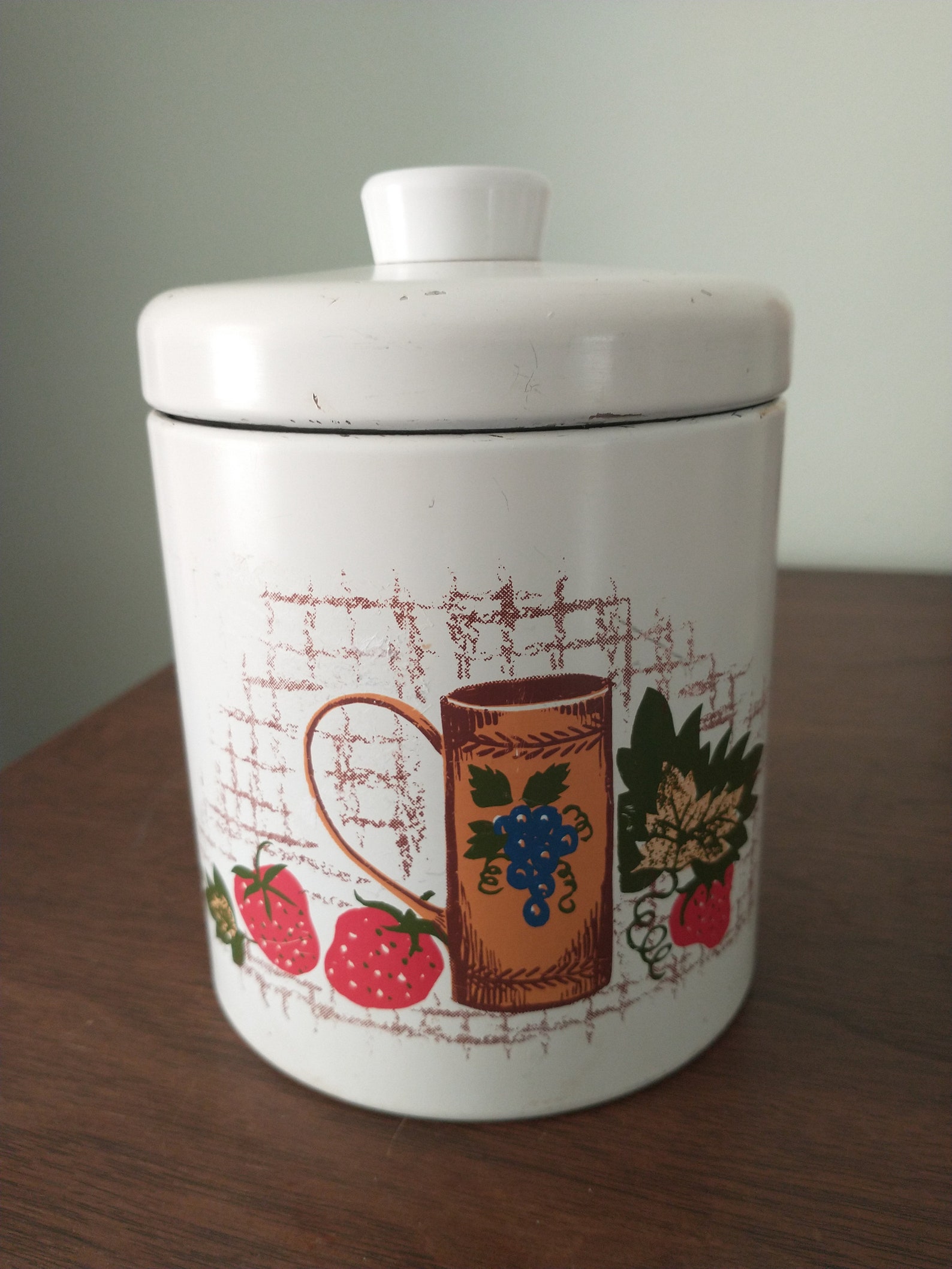 Vintage Ransburg Kitchen Canister: Strawberry & Grape Motif - Etsy