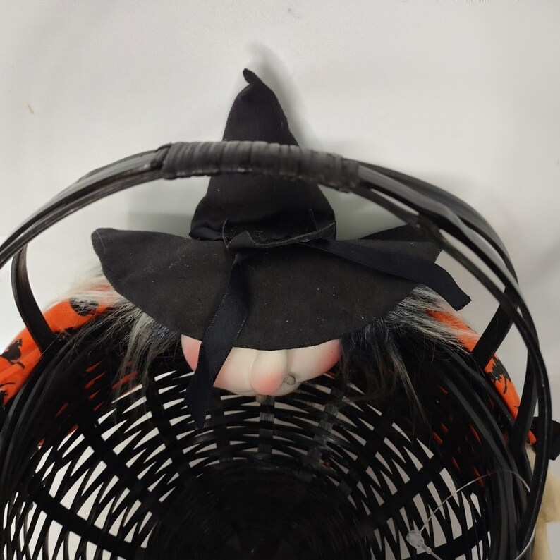 Halloween Plush Hairy Witch Basket Trick Joelson 91 Treat VTG Black ...