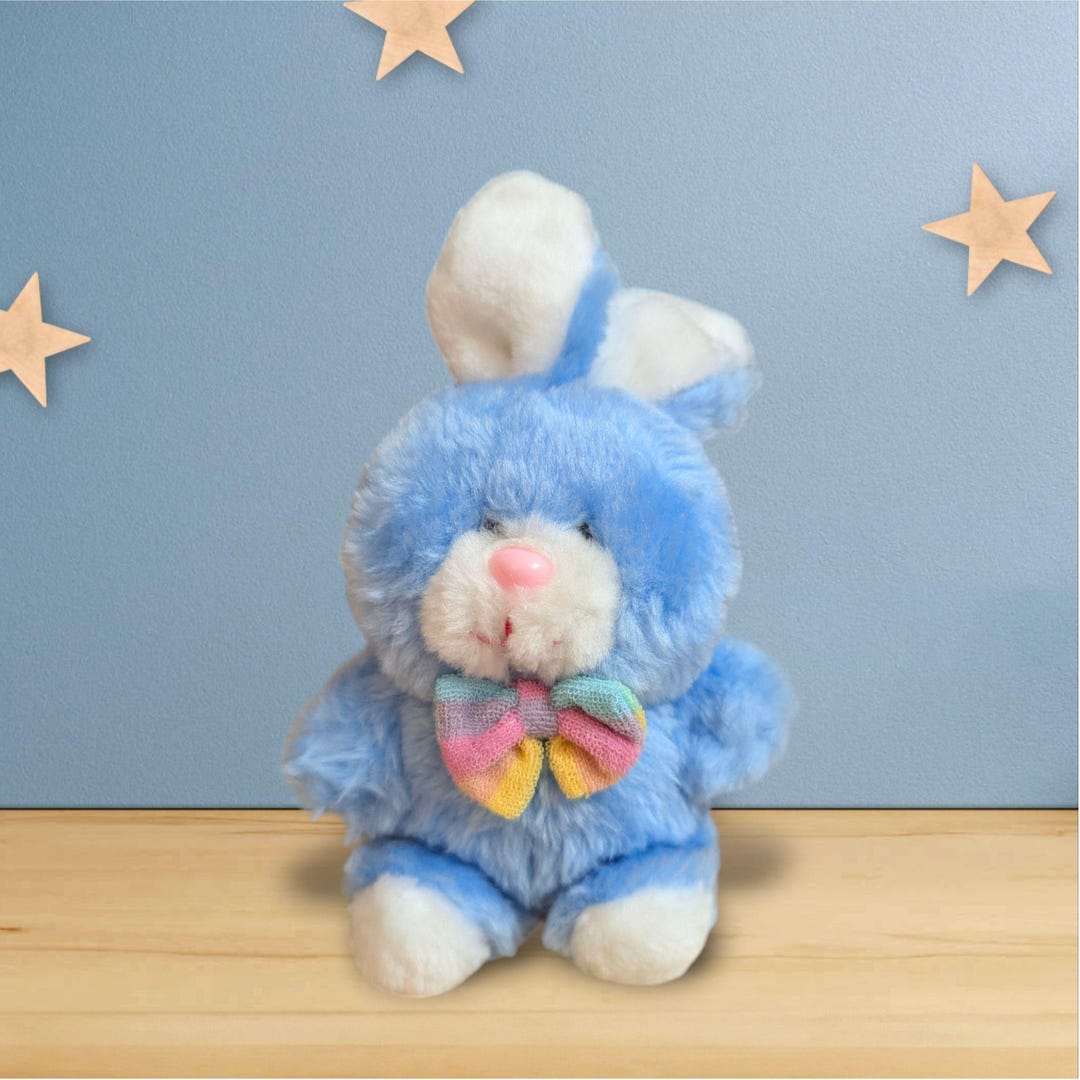 Blair Blue Bunny Rabbit Stuffed Animal Toy 8 Inch Terry Cloth Bowtie ...