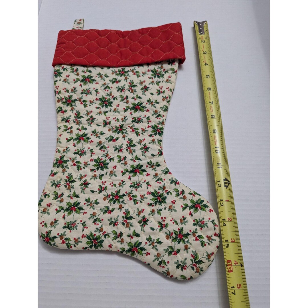 Charles Craft Quilted Cross Stitch Stocking Christmas Holly and Pine ...