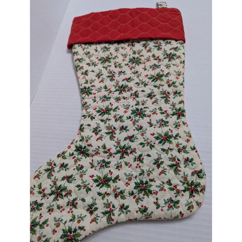Charles Craft Quilted Cross Stitch Stocking Christmas Holly and Pine ...