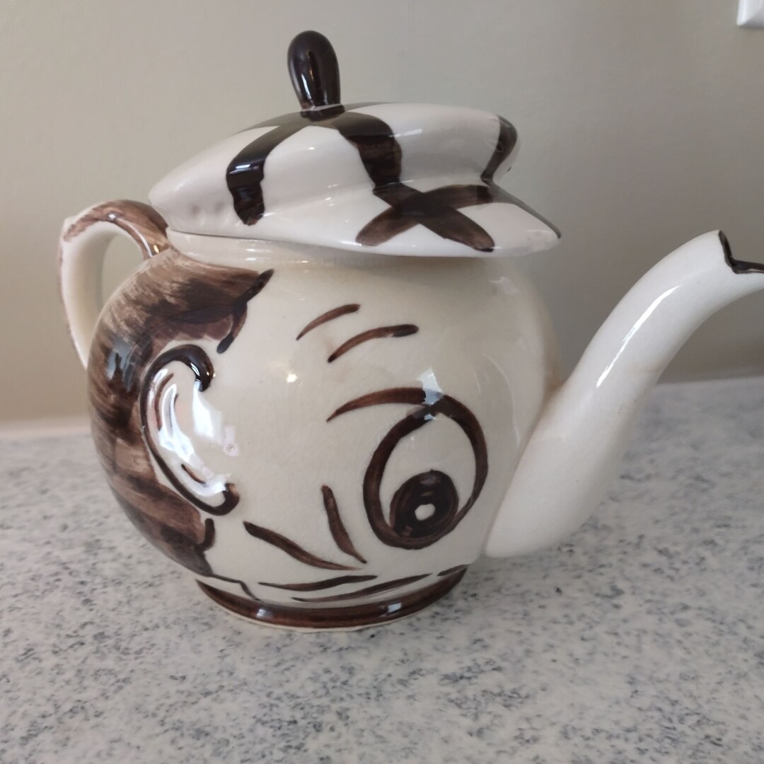 VTG Andy Capp Caddie Teapot Japan ? Art Pottery Brown & White 7 Inch ...