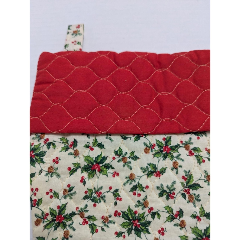 Charles Craft Quilted Cross Stitch Stocking Christmas Holly and Pine ...