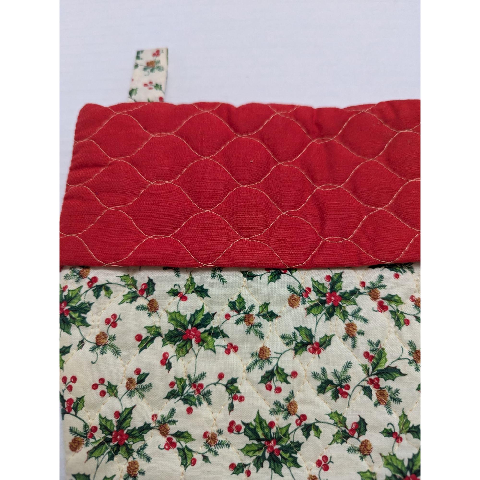 Charles Craft Quilted Cross Stitch Stocking Christmas Holly and Pine ...