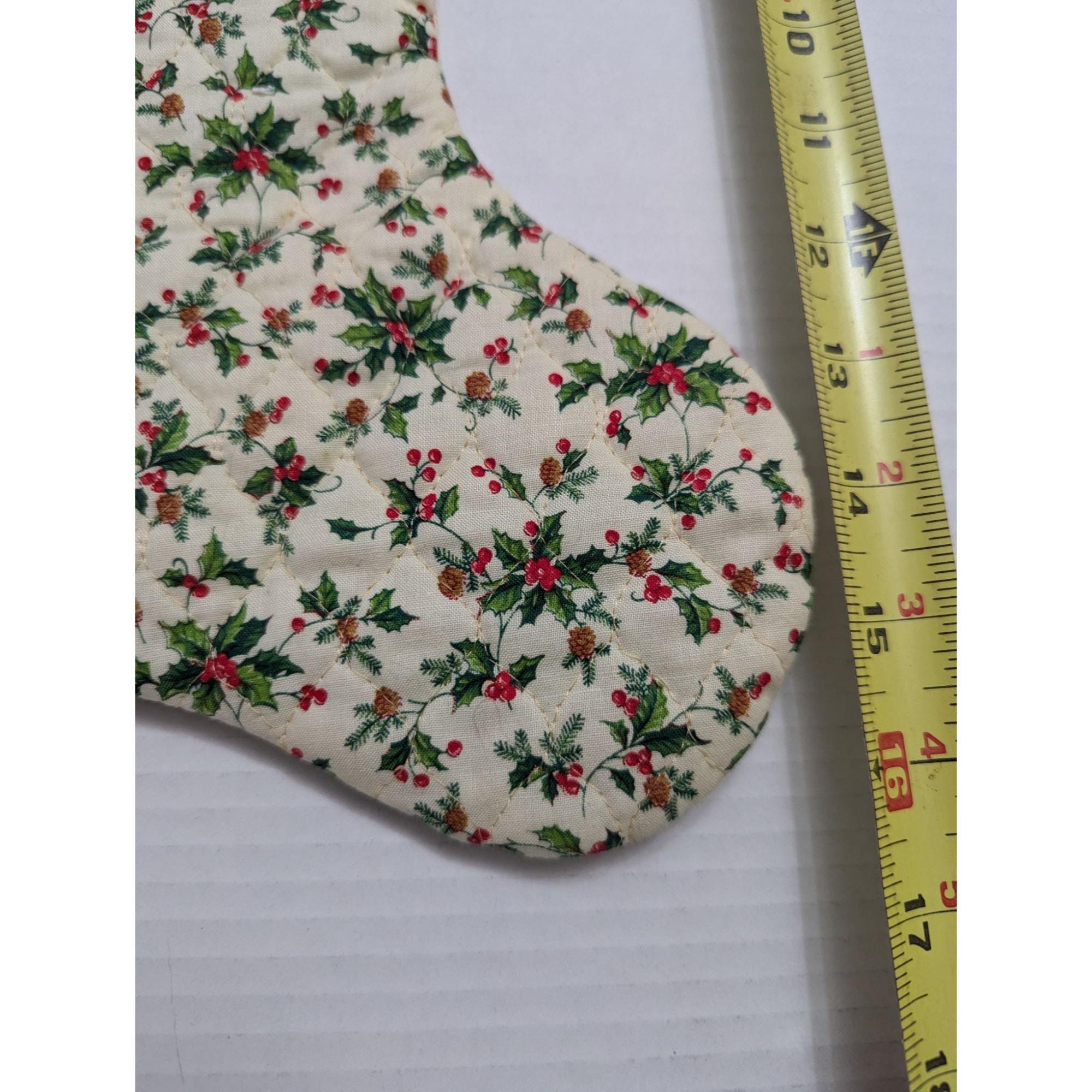 Charles Craft Quilted Cross Stitch Stocking Christmas Holly and Pine ...