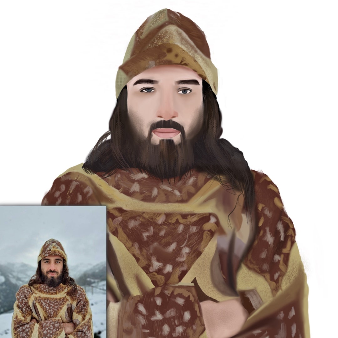 100% Hand Drawn Digital Portrait Drawing, Personalized Fathers Day Gift ...