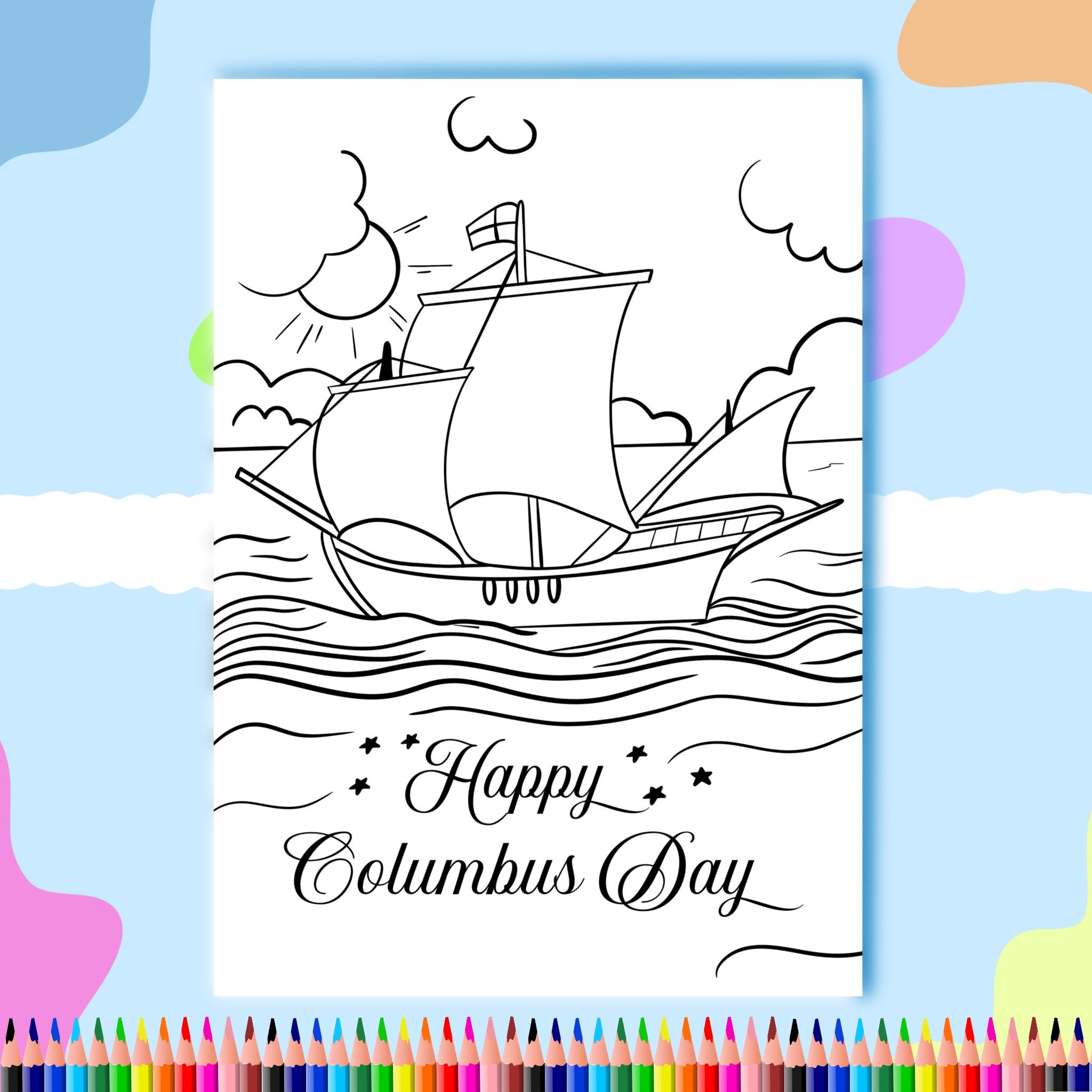 Columbus Day Jpeg İmage Digital Download, Happy Columbus Day Bundle ...