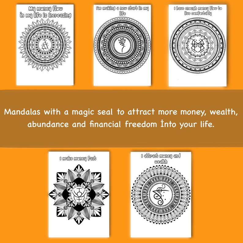 Money Mandala Coloring Page, Mandala Seal Spell, Money Manifestation ...