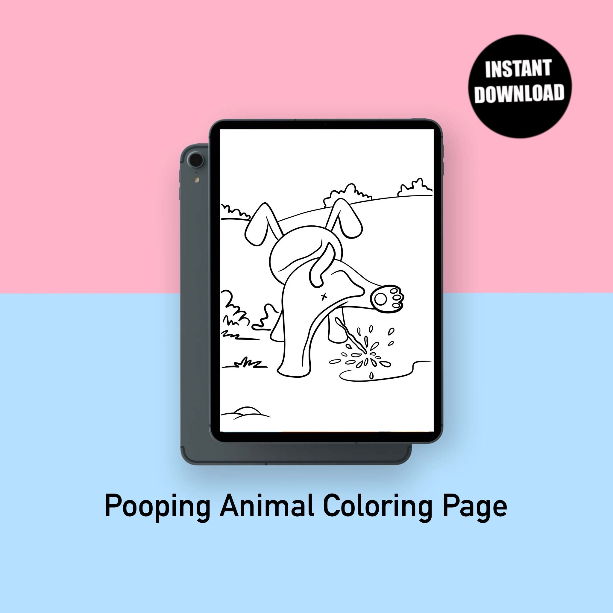Pooping Animals Coloring Book, Funny Printable Activity (jpeg Download ...