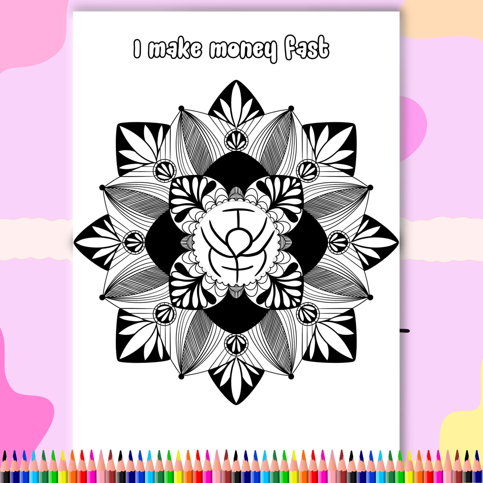 Money Mandala Coloring Page, Mandala Seal Spell, Money Manifestation ...