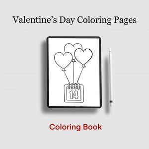 Valentine's Day Digital Coloring Book, Valentine's Day Coloring ...